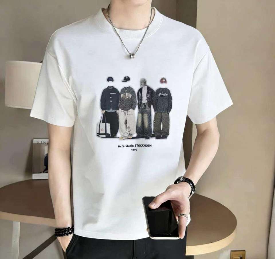 Figure Combination Print Drop Shoulder Men's T-Shirt Chest Portrait ...