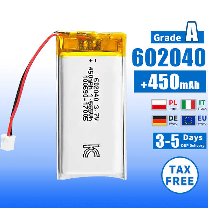 Customized Li Polymer Lithium Polymer Cells 602040 602050 3.7v 450mah ...