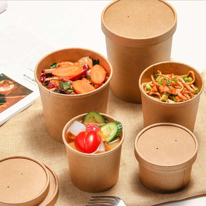 Double PE Coated Fast Food Soup Container Salad Box Fruit Salad ...
