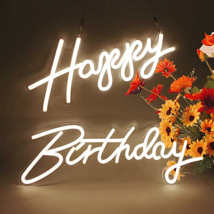 Happy Birthday Neon Lights Metal Giant Big Neon Large Light Party ...