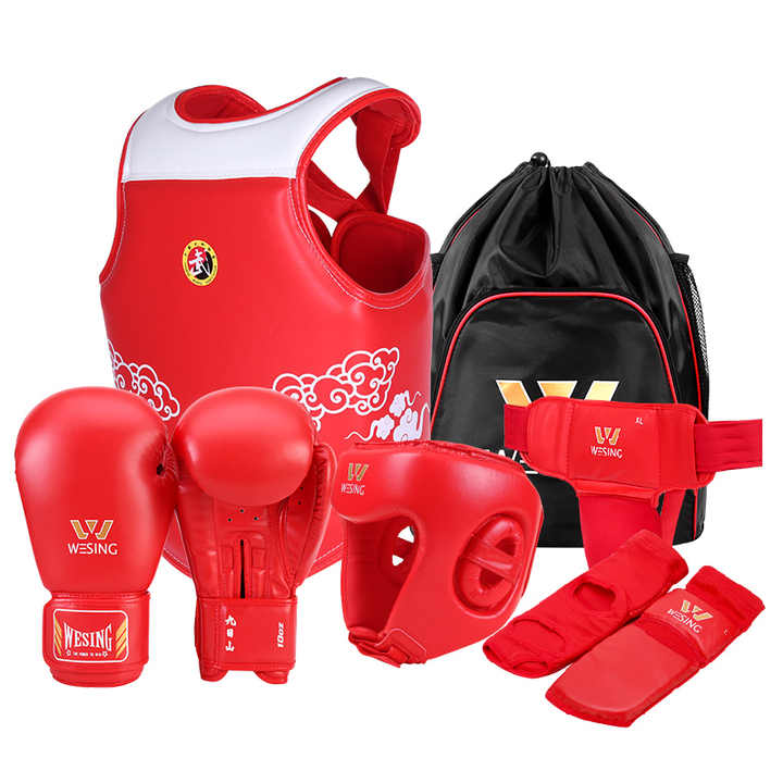 WESING PU Leather Sparring Gear Set for Wushu Sanda