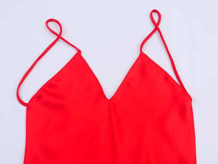 KAR&OT ZA 2025 Autumn New Sexy Backless Design Satin Texture V-neck ...