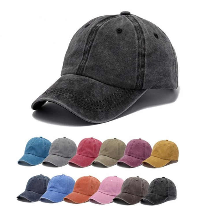 Cotton Washed Cap Baseball Hat - Soft Top Hat for Men & Women
