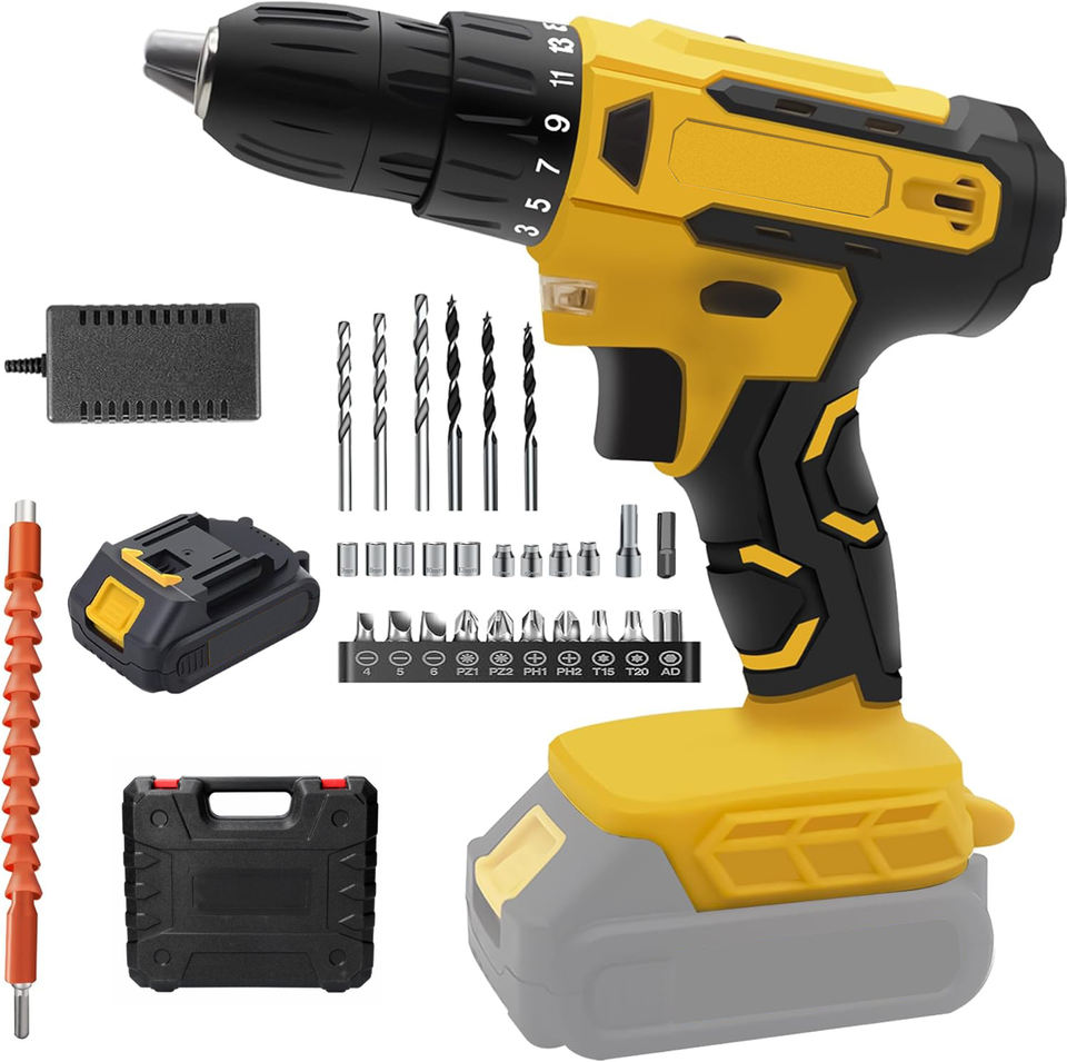 21V Cordless Impact Drill Set Mini Hammer Industrial DIY Power Drills ...