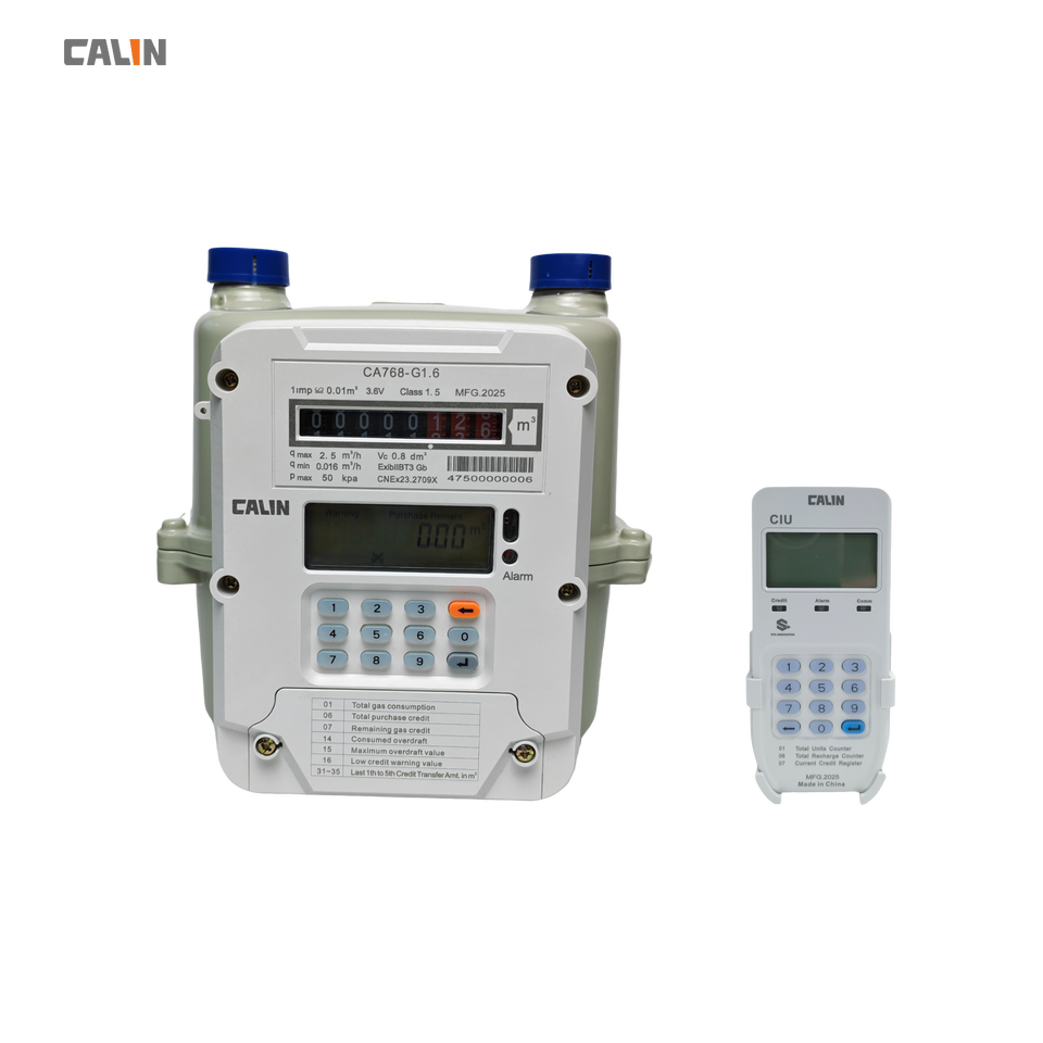 LoRaWAN Smart Gas Meter CIU STS/MID Certified Split Keypad Battery Powered LCD Display Stainless ...