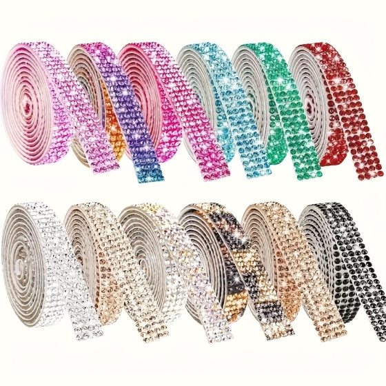 12 Rolls Multi-Functional DIY Shiny Gemstone Stickers Self-Adhesive ...