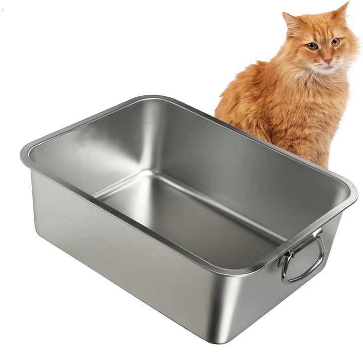 Non Stick Smooth Surface Stainless Steel Litter Box with Handle for Cat ...