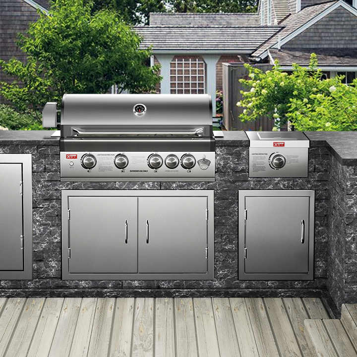 Outdoor Kitchen Cabinets with Gas BBQ Grill - Customized Modular ...