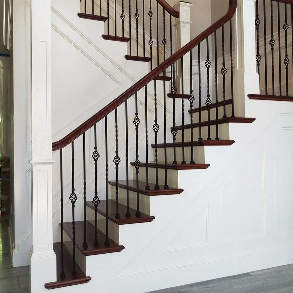 Modern Wrought Iron Balusters & Railings for Stair Renovation