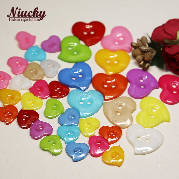 Classic Plastic Heart Buttons 2 Holes Colorful Love Button for Craft ...