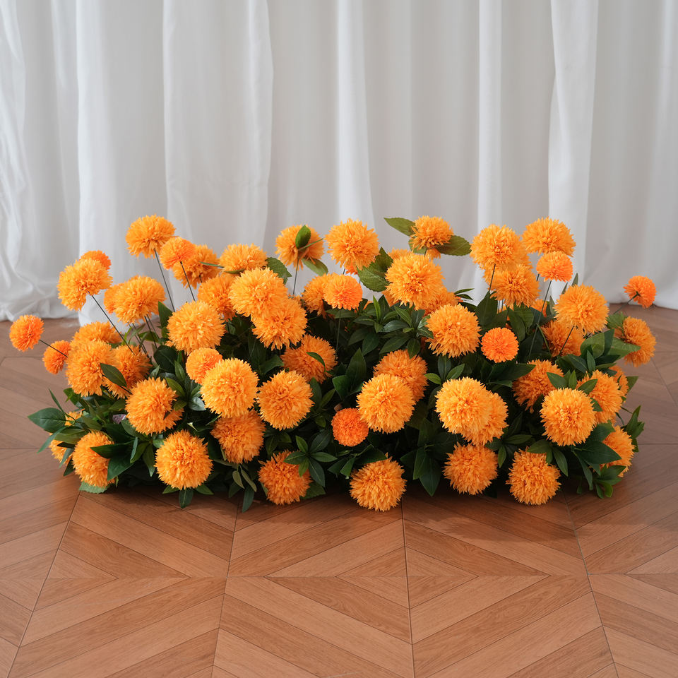 A9093 Orange Pompom Two Sides Flower Wedding Outdoor Backdrop Door Arch ...