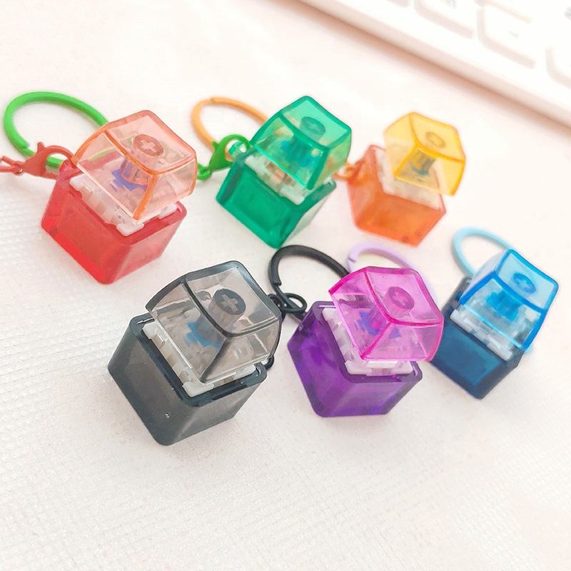 Cartoon Plastic Keyboard Keychain Cube Decompression Mechanical-Switch ...