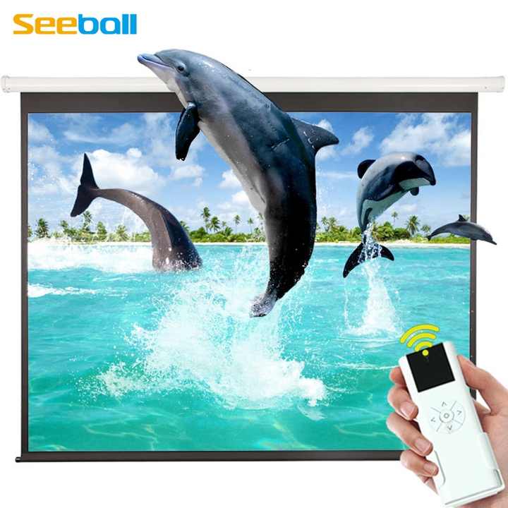 Seeball 120 Inch 1:1 Motorized Screen RF Remote Control Electronic ...
