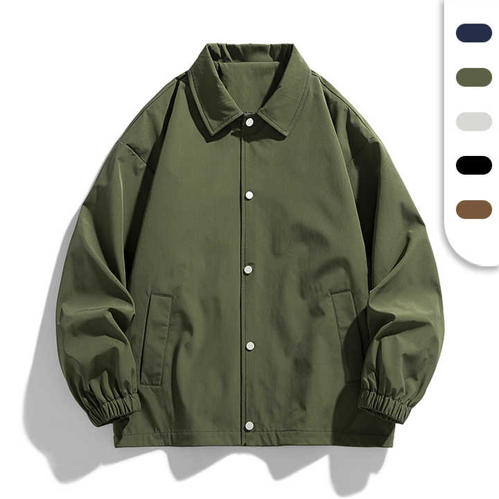 Polyester Windbreaker Jacket With Custom Logo Unisex Loose Design Lapel ...