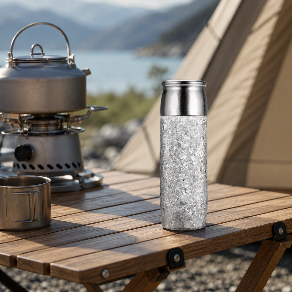 420ml Pure Titanium Vacuum Insulated Bottle Ice Flower Crystalline ...