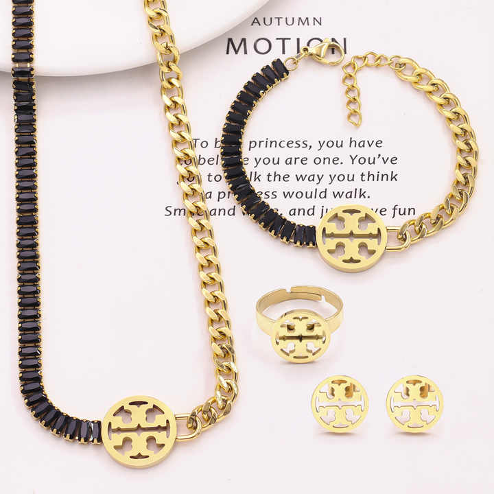 Designer Luxury Women Stainless Steel Jewelry Set-Earrings Bracelet ...