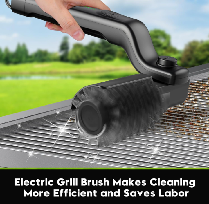 Electric Grill Brush for Outdoor Grill, Cordless Rechargeable BBQ Grill ...