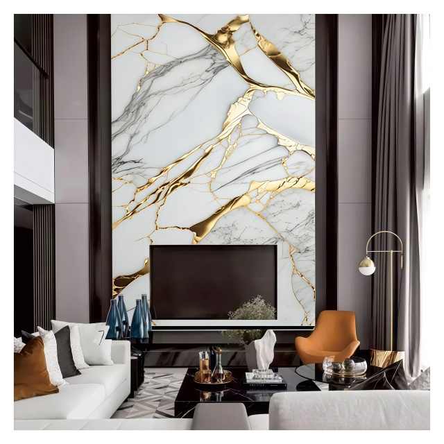 Gilded Gold Pvc Marble Sheet Decorative Board Wall Panel Bamboo ...