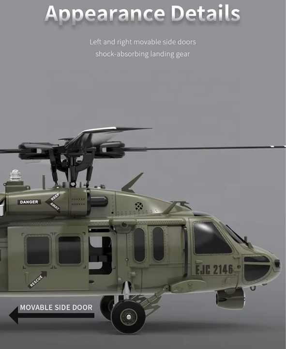 YUXIANG F09 Black Hawk RC Helicopter - 6-Axis Gyro Flight