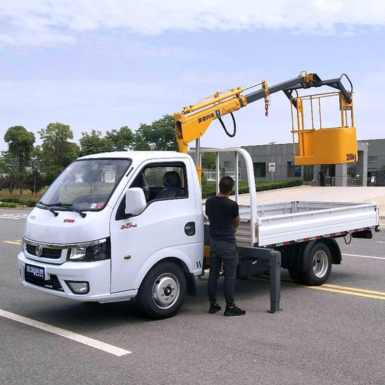 Mini 1.3t Electric Pickup Truck Crane with Hydraulic Boom & Gearbox ...