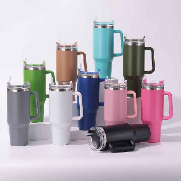 Stainless Steel Vacuum Insulated Durable Handle and Sip Straw Lid 40oz ...