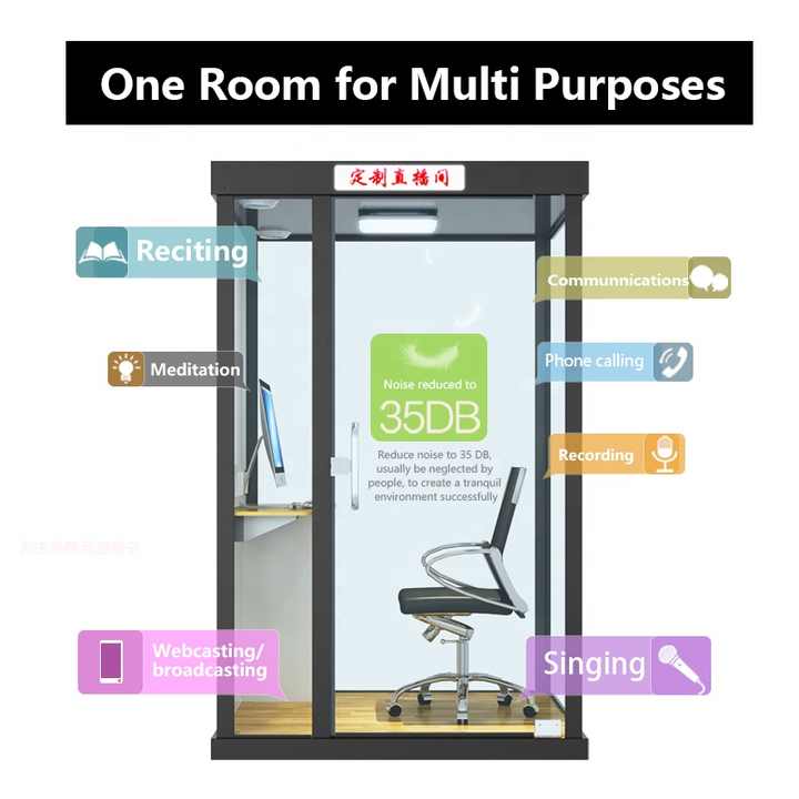 Soundproof Recording Booth - Ideal for Live Broadcasting