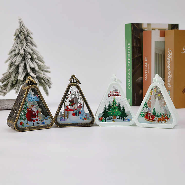 New Vintage Christmas Lights Mini Triangle Santa Claus LED Christmas ...