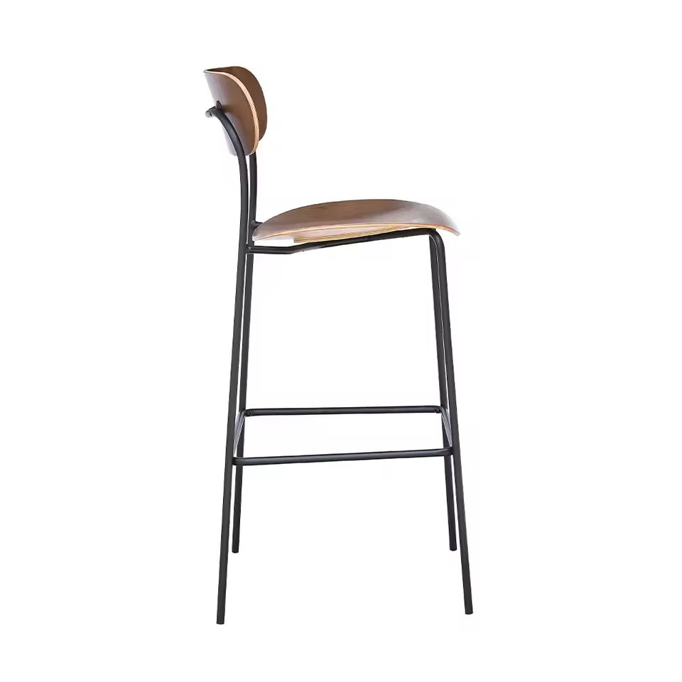 Sillas De Bar Commercial High Chair Bar Metal Frame Wood Seat High ...