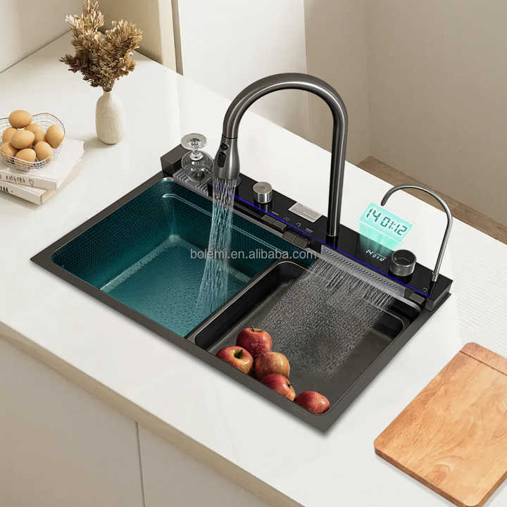 Multifunction Whale Stainless Steel Sink Kitchen Single Sink Slot LED ...