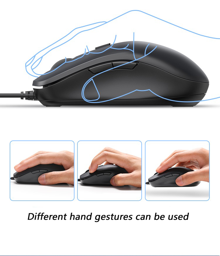 UGREEN Silent Wired Mouse Ergonomics Wired USB Mouse for Computers and ...
