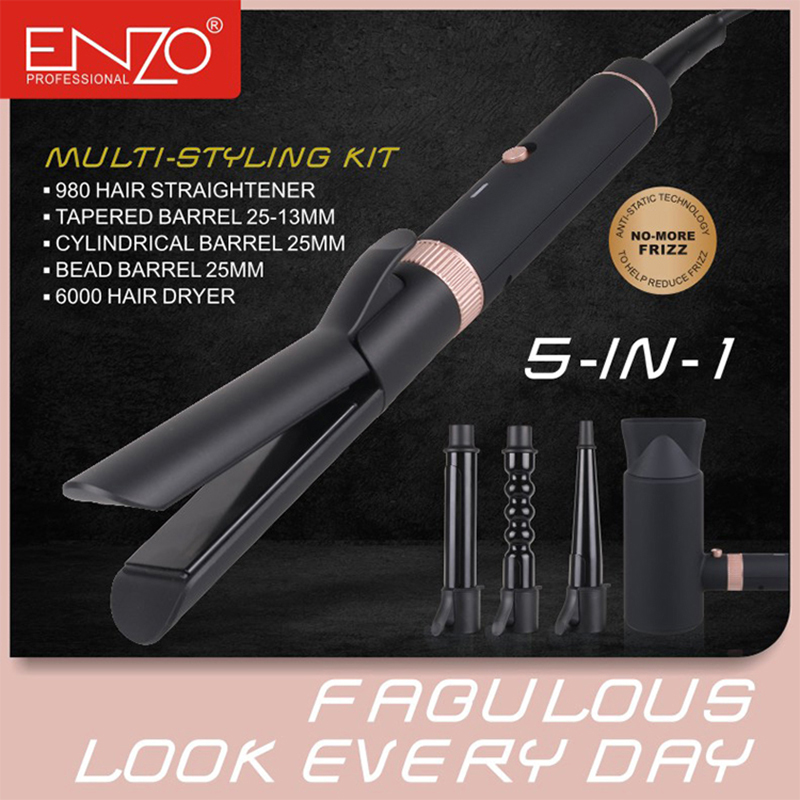 ENZO EN-6310 Professional 5 in 1 Multi Styler With Curling Iron Straightener Multi Functional ...