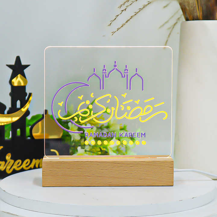 Custom Accepted Acrylic Eid Mubarak Led Light EID Ramadan Decor Islamic ...