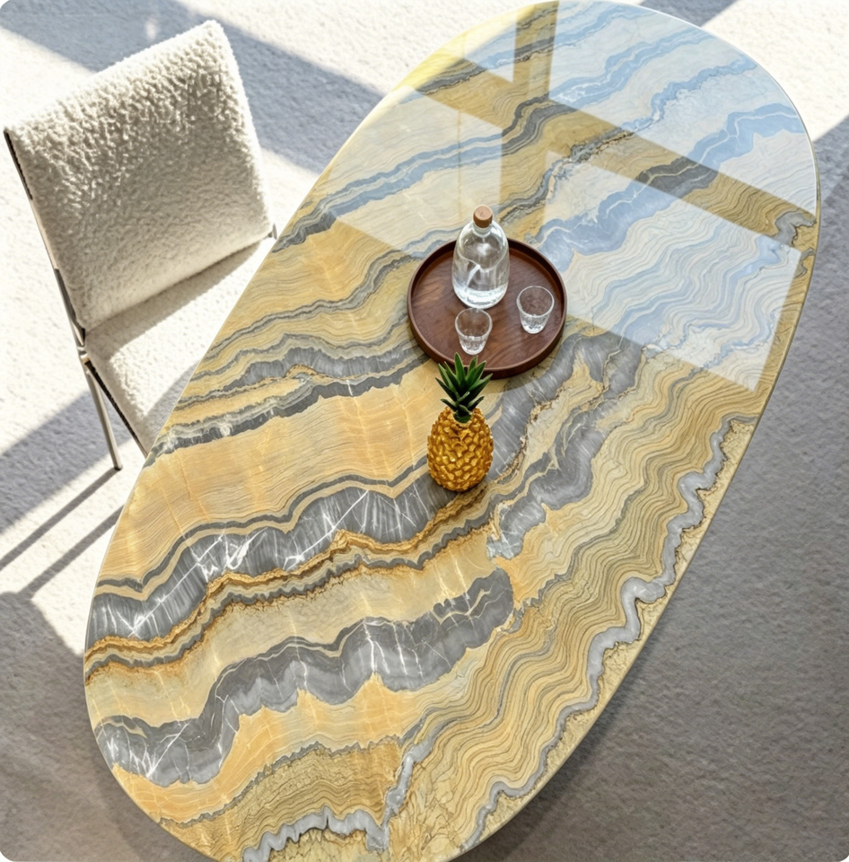 Calacatta Marble Dining Table Bulgari Purple Suitable for Villa High ...