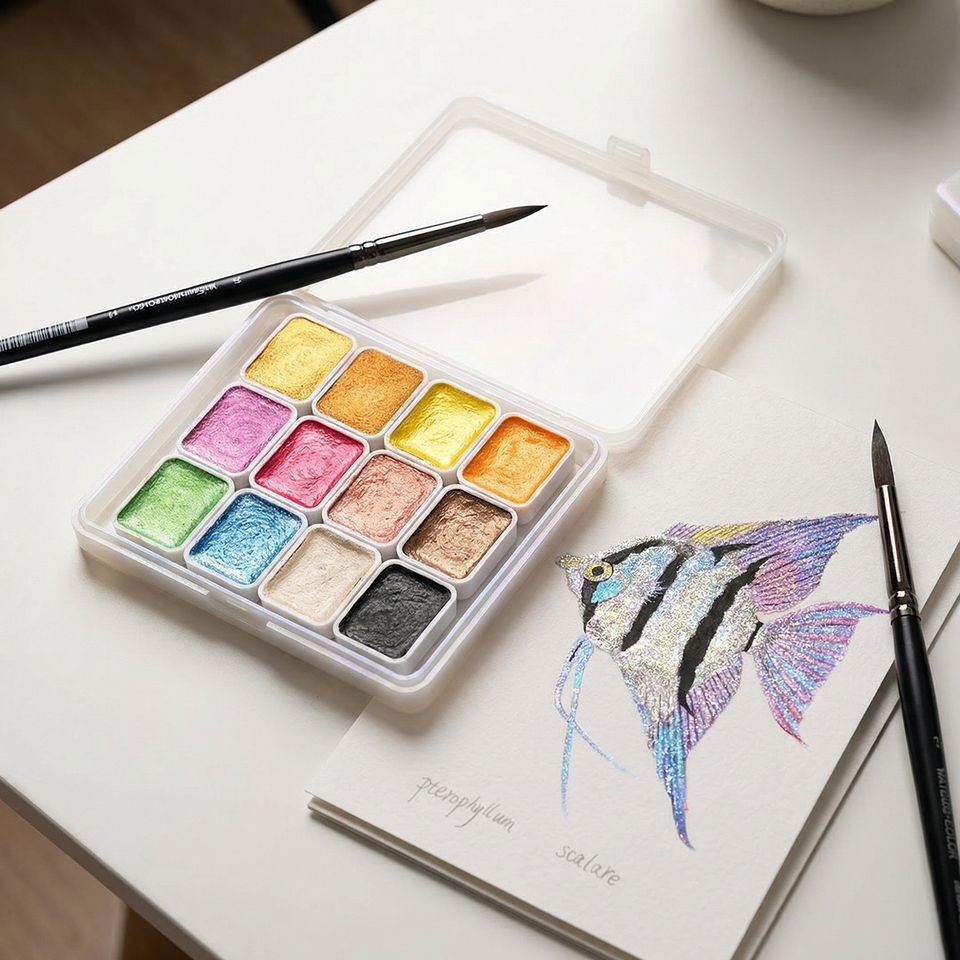 OEM ODM 12/20/24/36Colors Artist Shimmer Watercolor Pan Set Solid ...