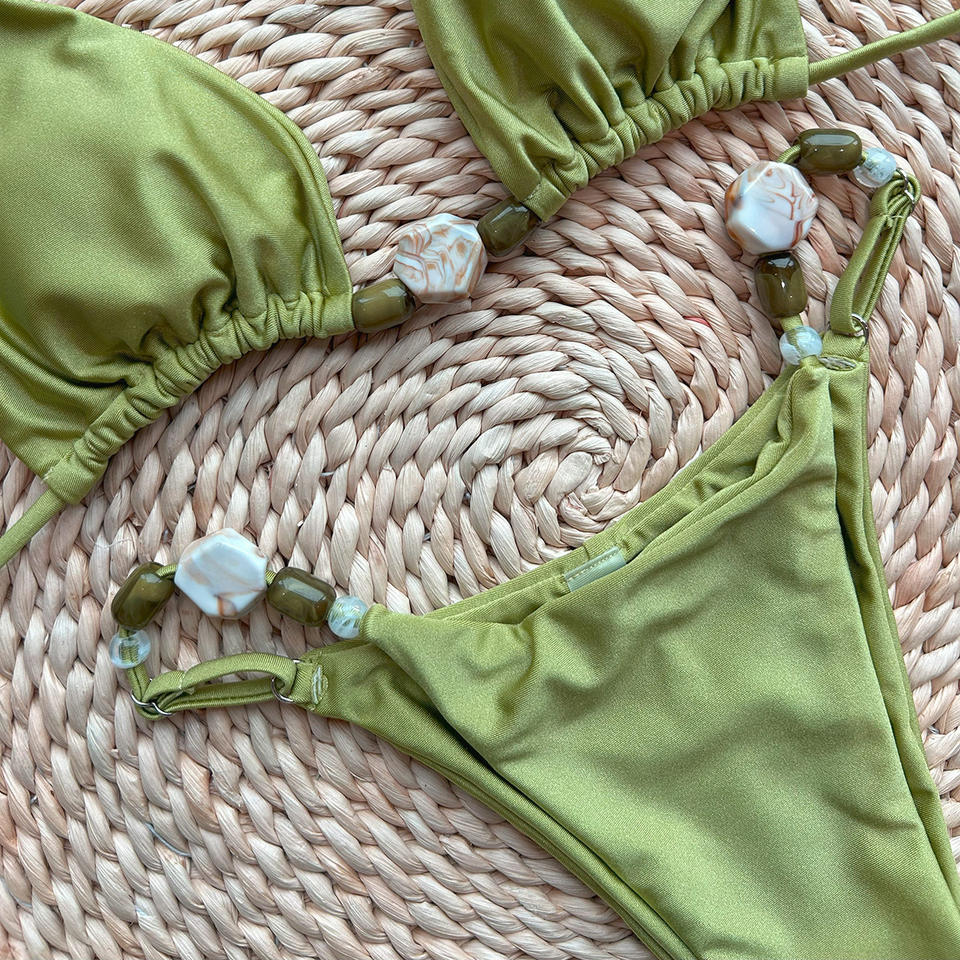 Custom Swimsuit Women Glitter Fabric Bikini Set Detailed Spandex New ...