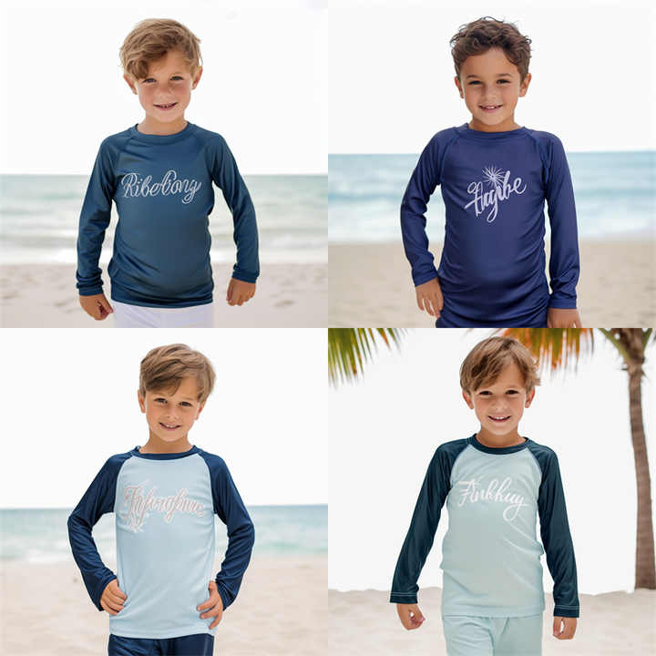 Custom Kids Rash Vest Swim Shirts Long Sleeve Sun Shirts Quick Dry UPF ...