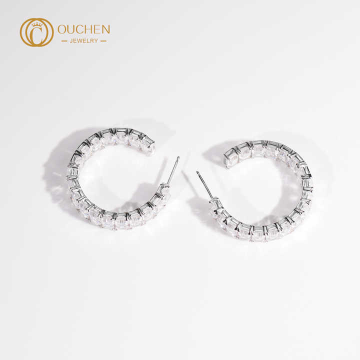 OUCHEN 2025 Classic Diamond 18k 9k Earring Elegant High Quality Color ...