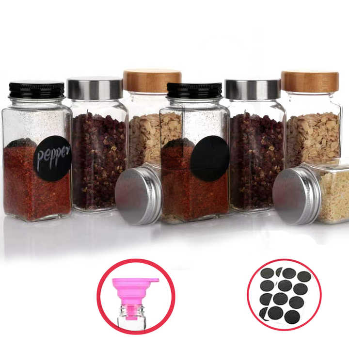 Eco-friendly Spice Storage - 24 Square Kitchen Containers