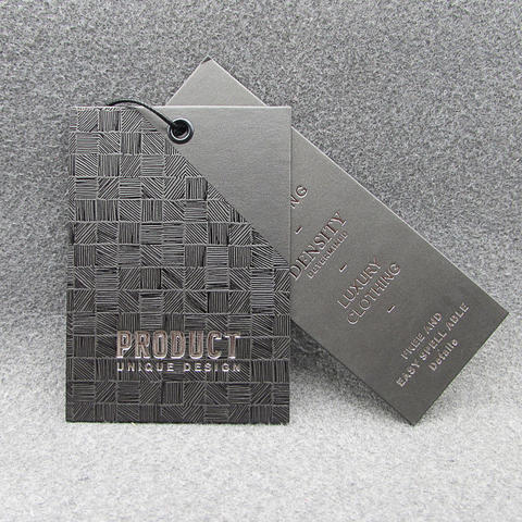 Thick black cardboard embossed swing tag clothing Garment tags for ...