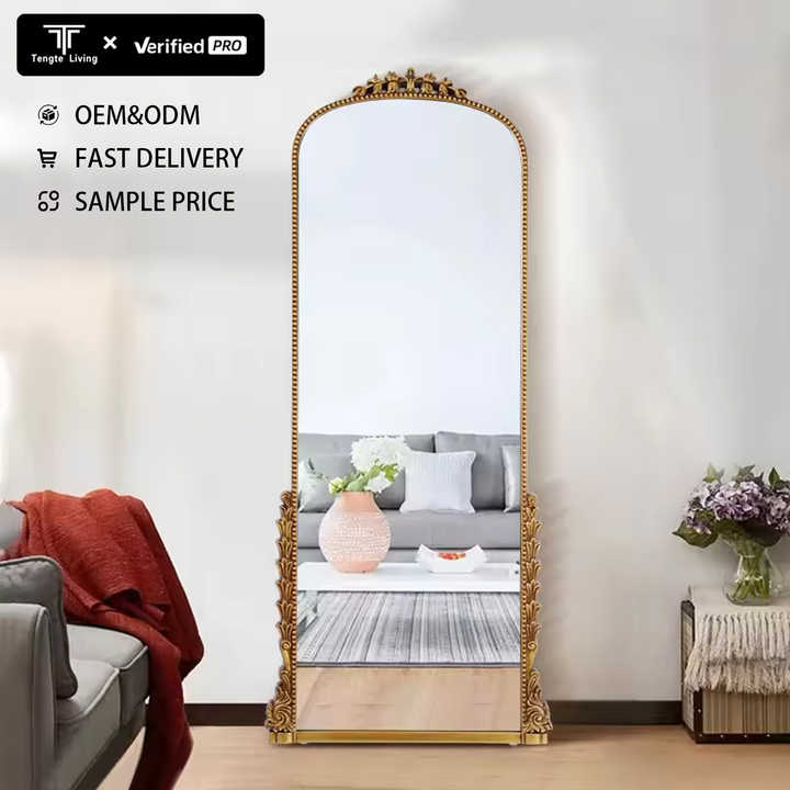 French PU Framed Mirrors - Elegant Full Length Gold Dressing Mirrors