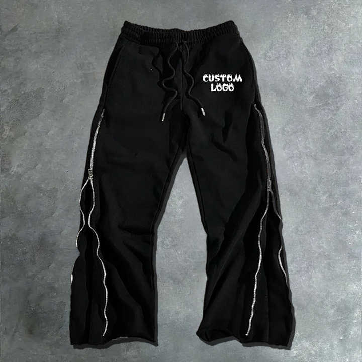 OEM Custom Wholesale Straight Leg Sweatpants with Side Zipper