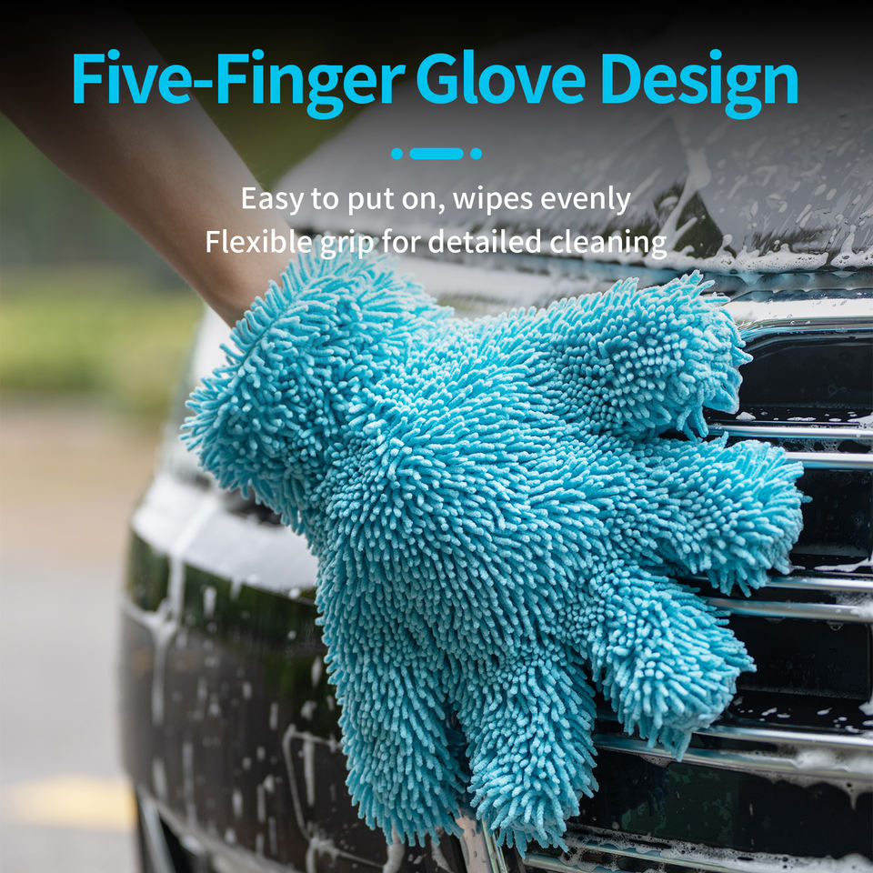 Car Detailing 5-Finger Design Coral Fleece Large Palm Surface Ergonomic ...