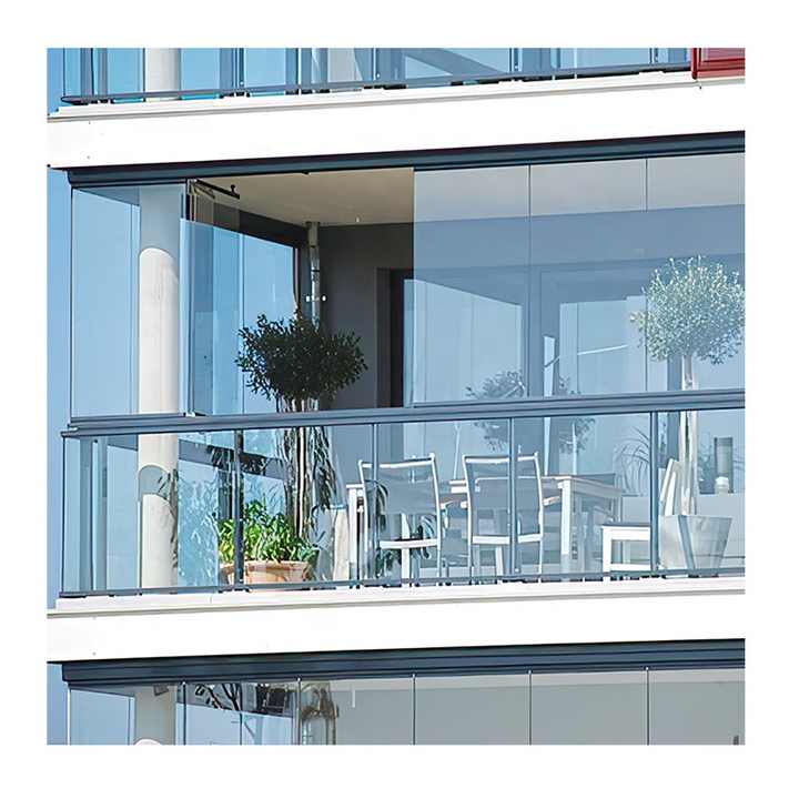 Frameless Sliding Folding Glass Curtain Balcony Partitions Doors ...