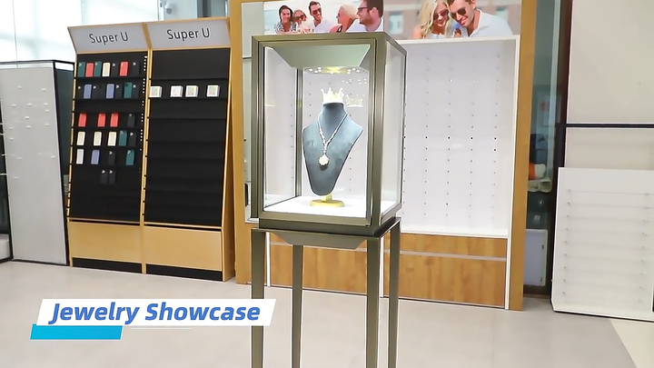 Luxury Lockable Jewelry Shop Display Cabinet Necklace Store Tower ...