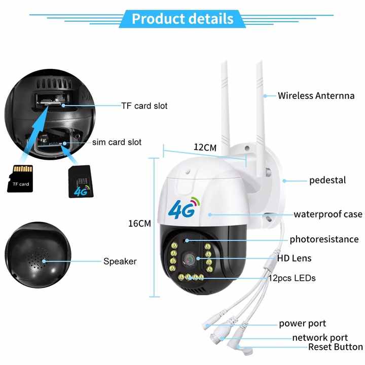 V380 4G Sim Card IP PTZ Camera Wifi Outdoor Security Wifi Survalance ...