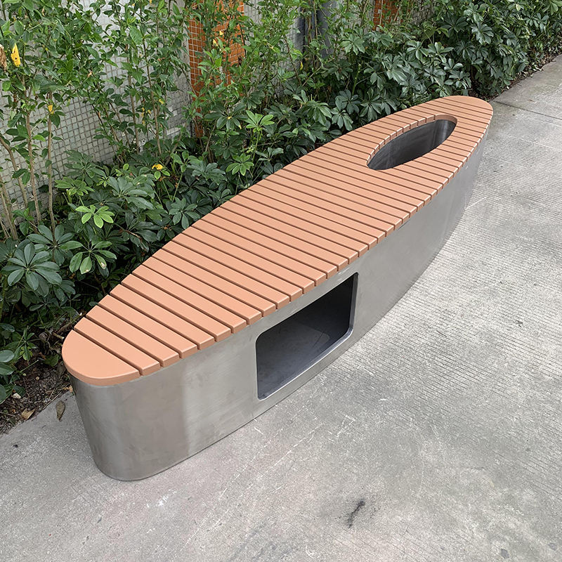 Outdoor Bench with Planter Park Furniture Oval Shape Customized Size ...