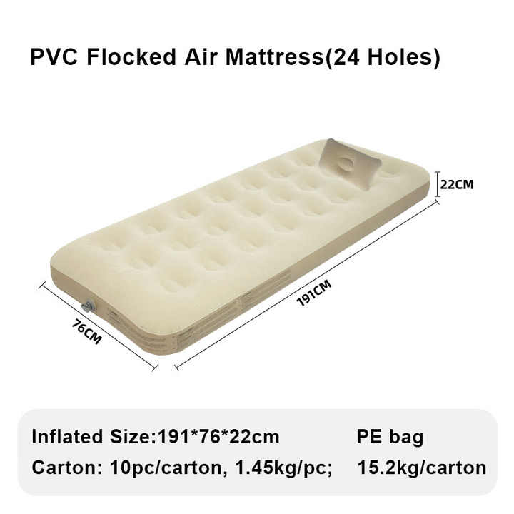 Custom Logo Flock Pvc Inflatable Mattress Foldable Air Mattress With ...