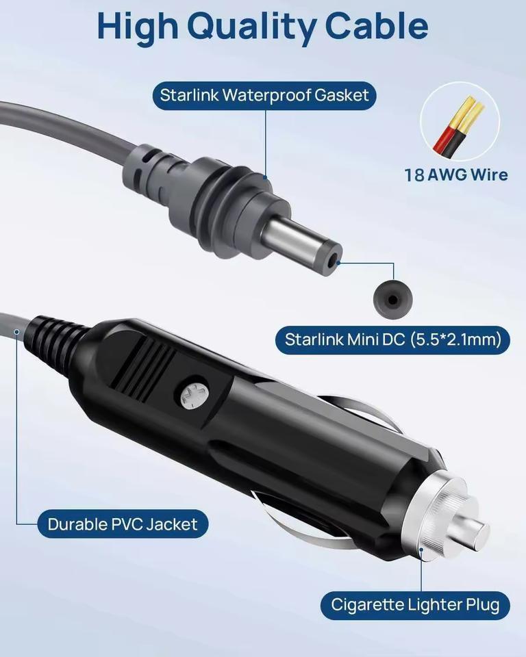 Wholesale Starlink Mini DC Power Cable 12V-24V Car Power Cable with ...