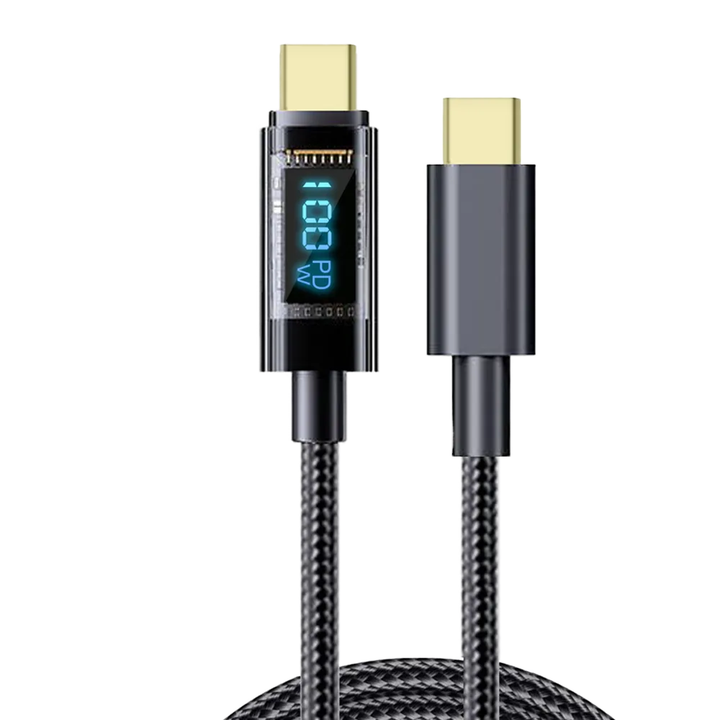 Digital PD100W 27W 6A USB C to USB C Cable LED Display 1m Braided Type ...