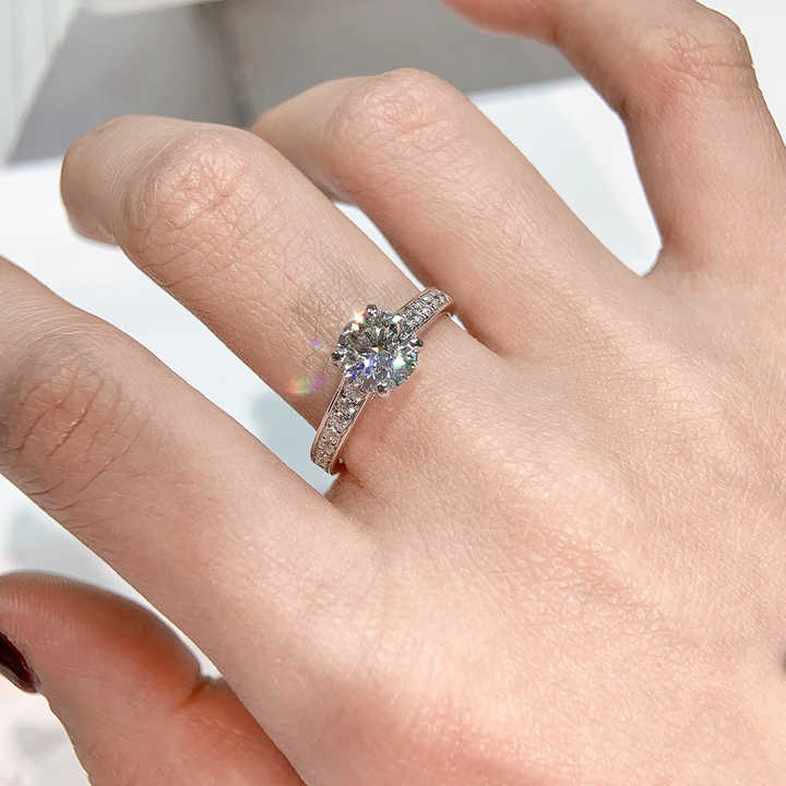 Wholesale 1ct S925 Sterling Silver 18K Gold Plated Adjustable Diamond Rings Cute Gemstone Style ...